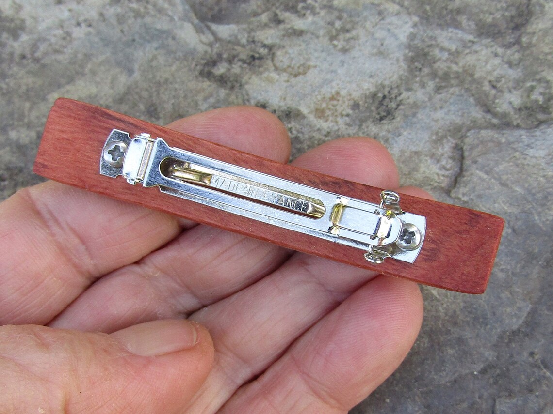 Set 2 Mini Barrettes Red Eucalyptus Wood Rectangular Hairpin | Etsy