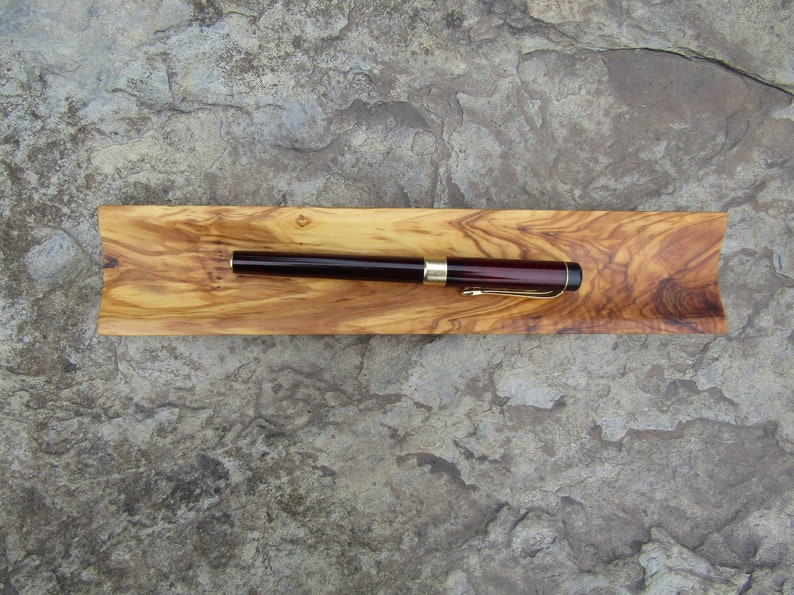Pen Tray Olive Wood Penholder Wooden Pen Shelf Case - Etsy