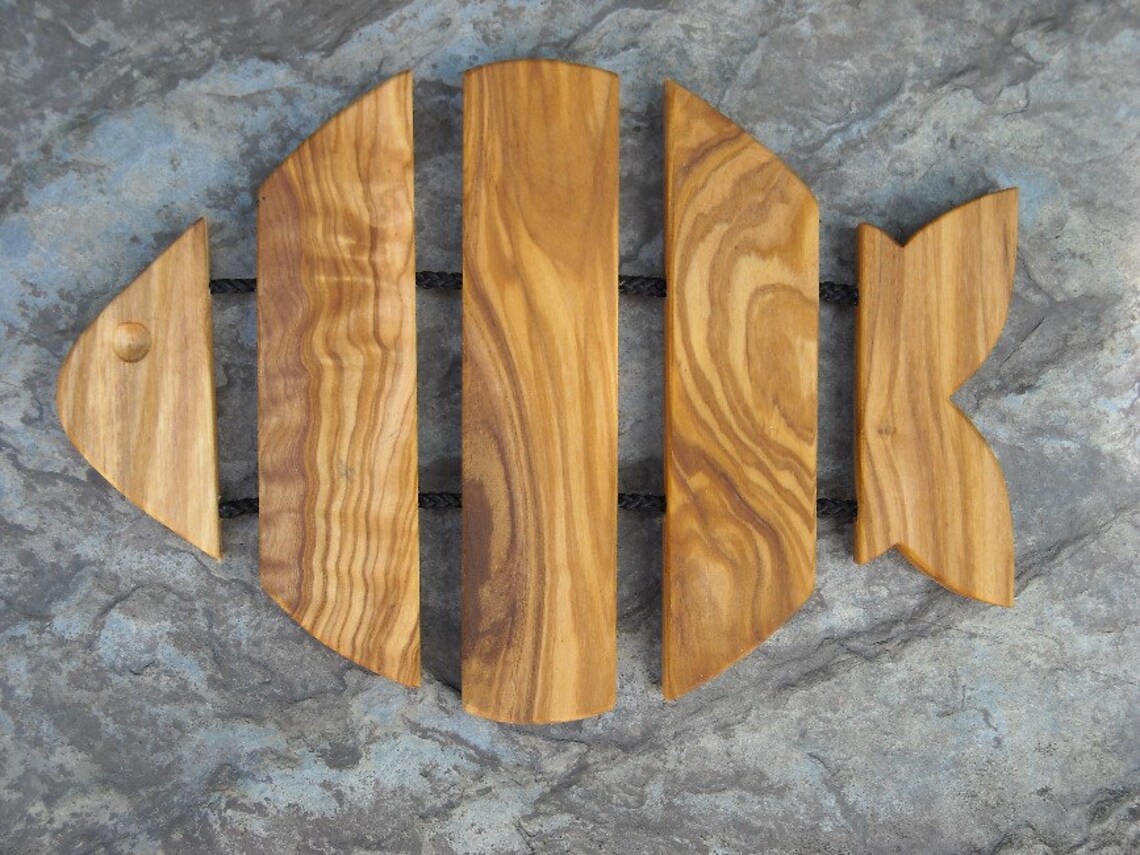 Trivet Olive Wood Fish Wooden Coaster Flounder Maritime Alentejoazul ...