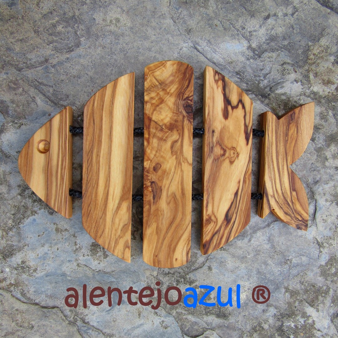 Trivet Olive Wood Fish Wooden Coaster Flounder Maritime Alentejoazul ...