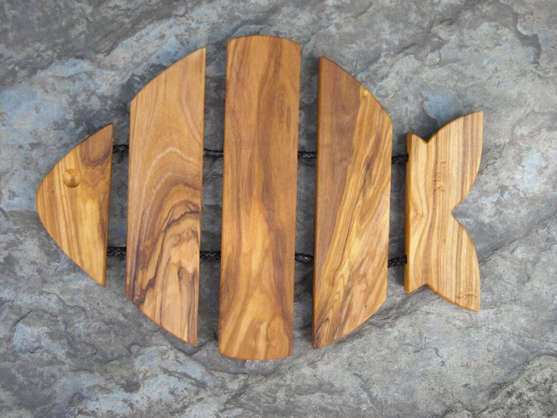 Trivet Olive Wood Fish Wooden Coaster Flounder Maritime Alentejoazul ...