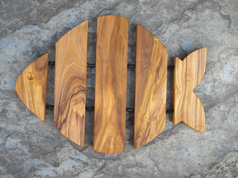 Trivet Olive Wood Fish Wooden Coaster Flounder Maritime Alentejoazul ...