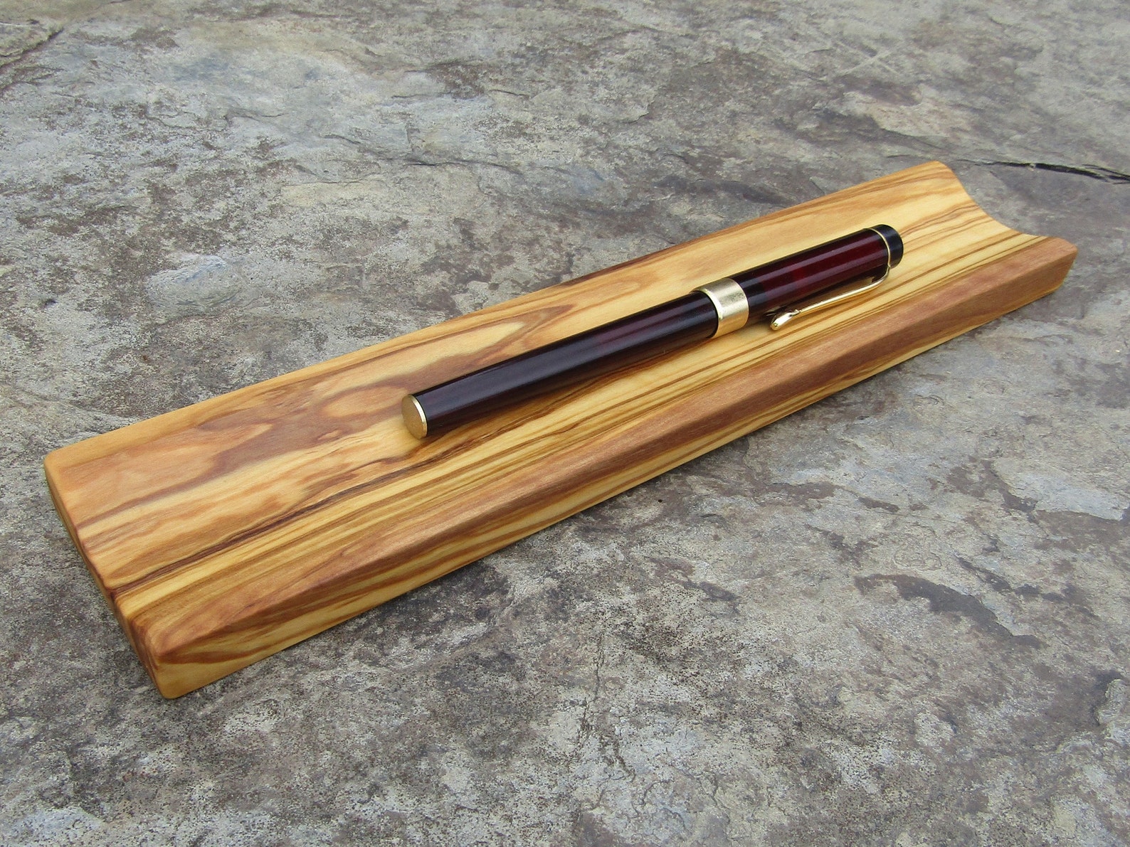 Pen Tray Olive Wood Penholder Wooden Pen Shelf Case - Etsy