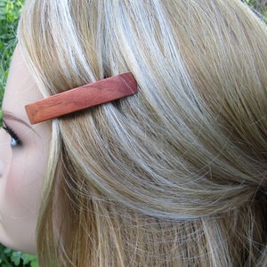 Set 2 Mini Barrettes Red Eucalyptus Wood Rectangular Hairpin | Etsy