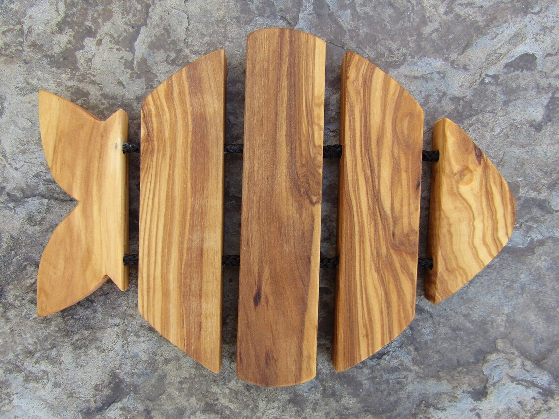 Trivet Olive Wood Fish Wooden Coaster Flounder Maritime Alentejoazul ...