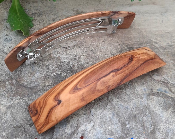 Thick Hair Barrette, Wood Hair Clip XL, Tigerwood Wood Barrette, Wooden ...