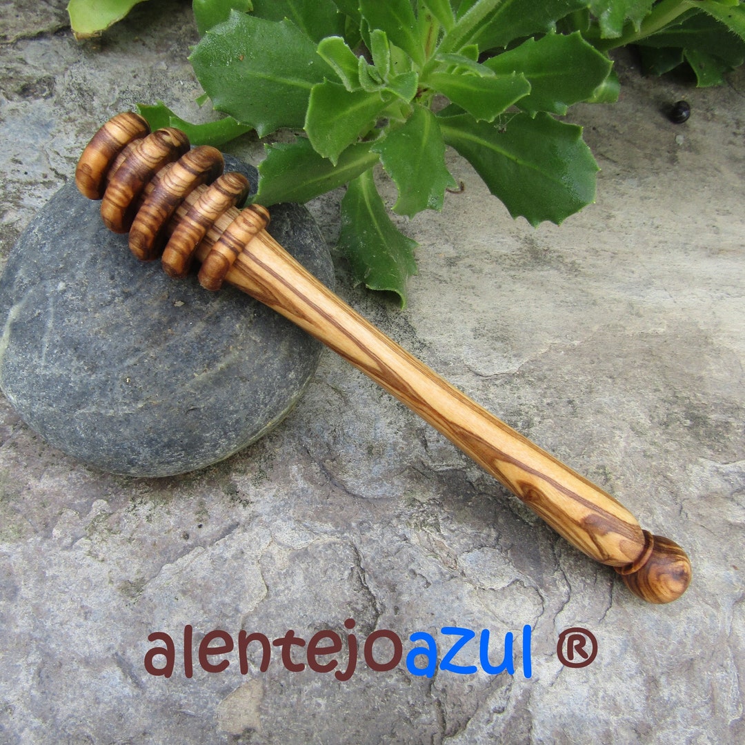 1 Honey Dipper Olive Wood Honey Spoon Twister Wooden Handmade Kitchen ...