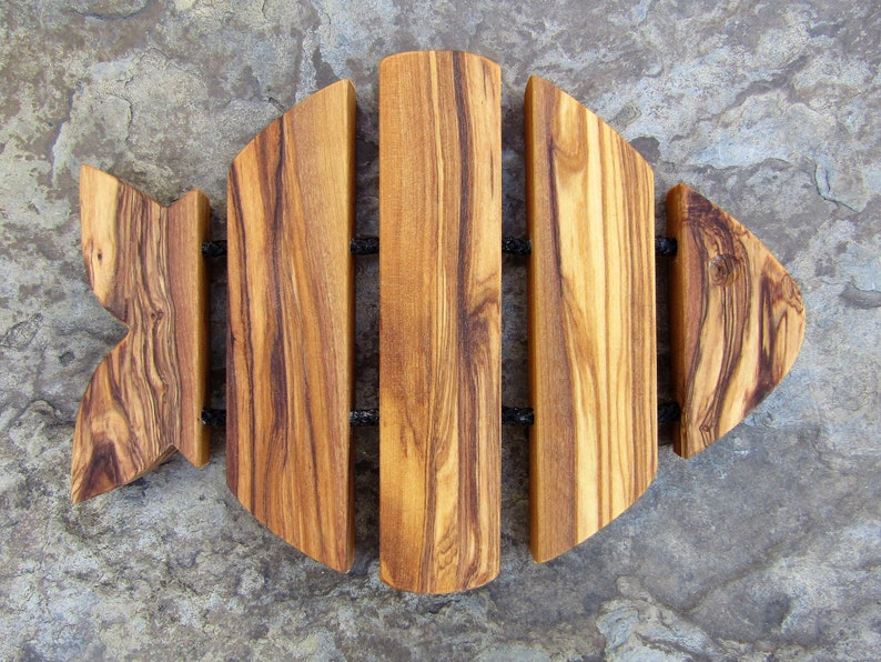 Trivet Olive Wood Fish Wooden Coaster Flounder Maritime Alentejoazul ...