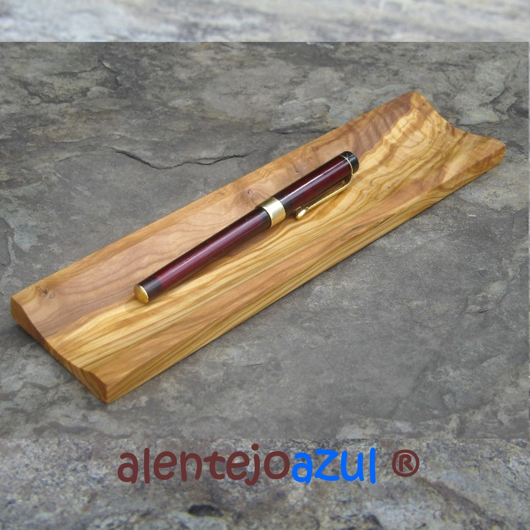 Pen Tray Olive Wood Penholder Wooden Pen Shelf Case Home Office ...