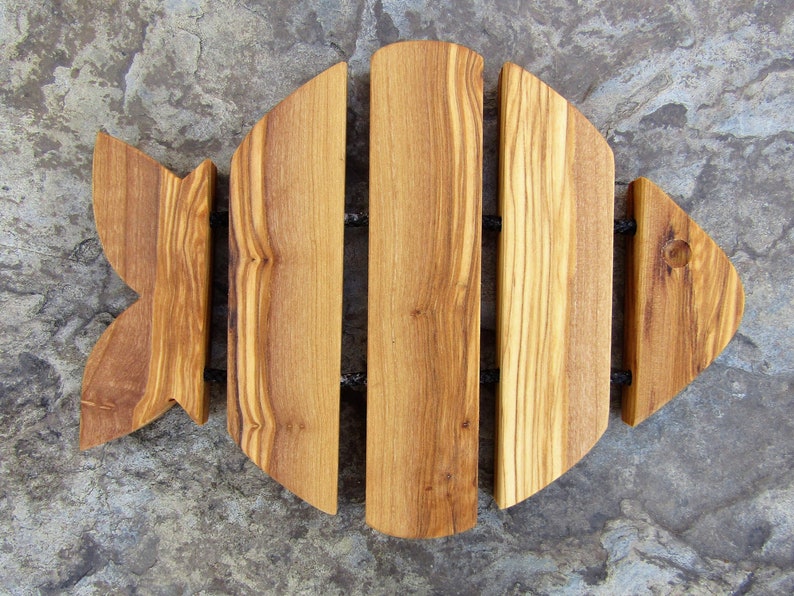 Trivet Olive Wood Fish Wooden Coaster Flounder Maritime Alentejoazul ...
