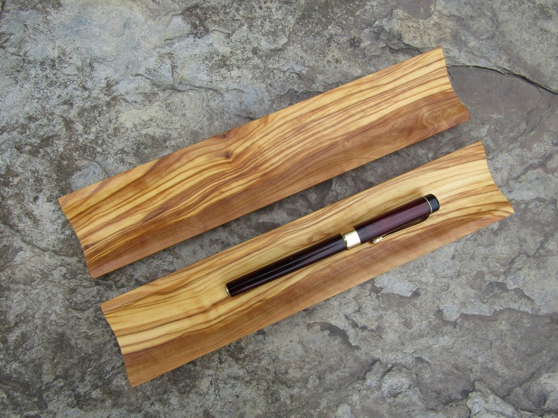 Pen Tray Olive Wood Penholder Wooden Pen Shelf Case - Etsy