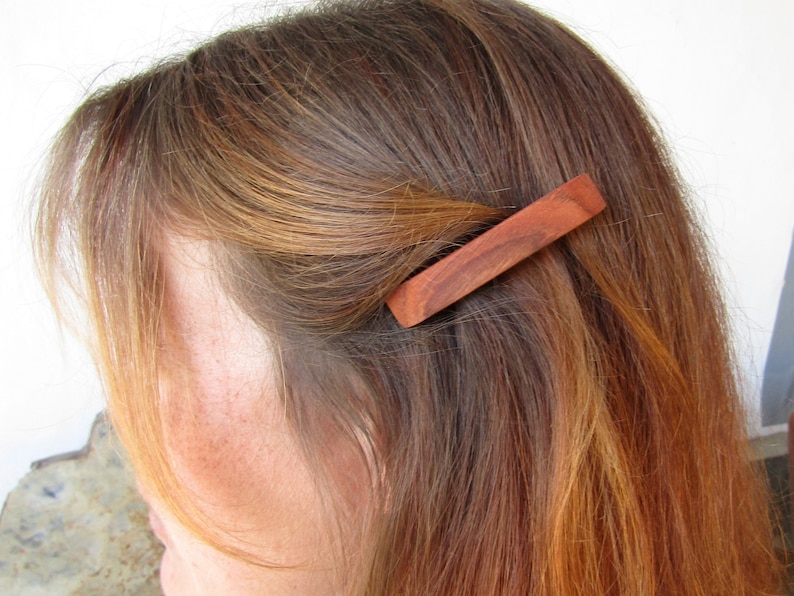 Set 2 Mini Barrettes Red Eucalyptus Wood Rectangular Hairpin - Etsy