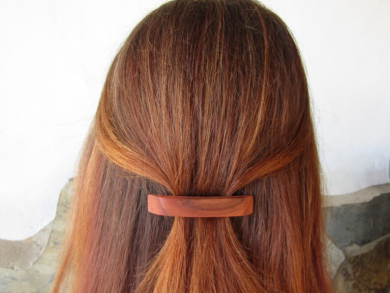Set 2 Mini Barrettes Red Eucalyptus Wood Rectangular Hairpin - Etsy