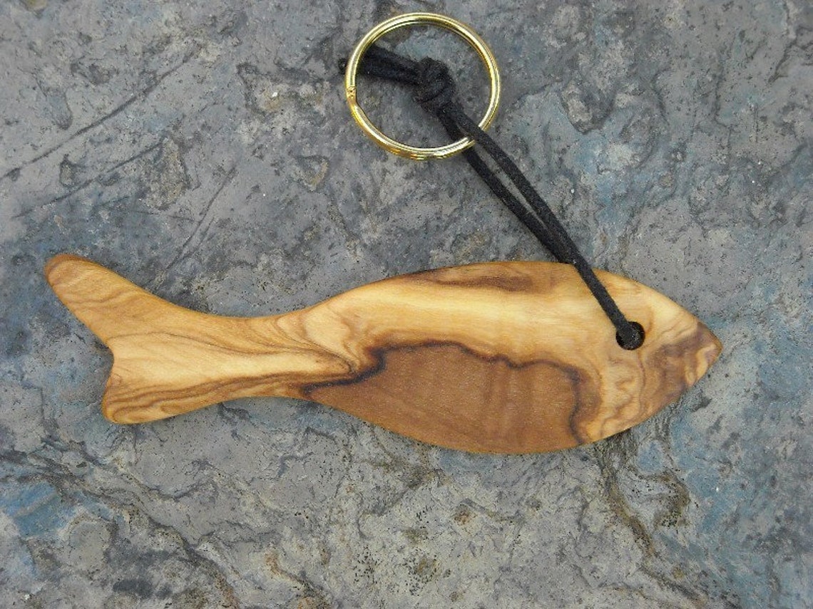 Key ring Fish olive wood Keychain wooden pendant fish | Etsy
