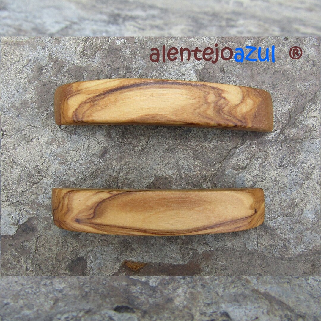 Set 2 Mini Barrettes Olive Wood Rectangular Hairpin Hair Clip Hair ...
