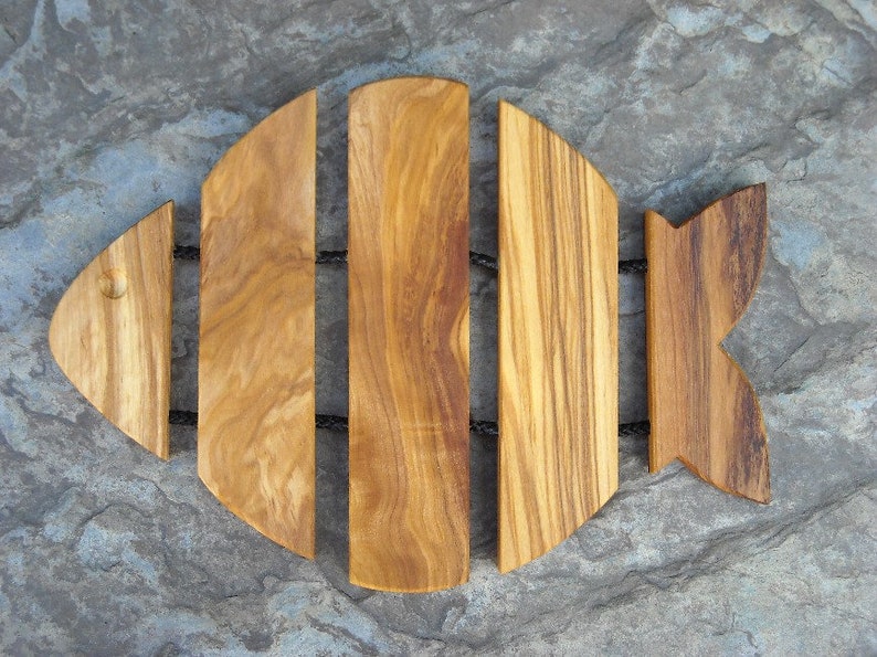 Trivet Olive Wood Fish Wooden Coaster Flounder Maritime Alentejoazul ...