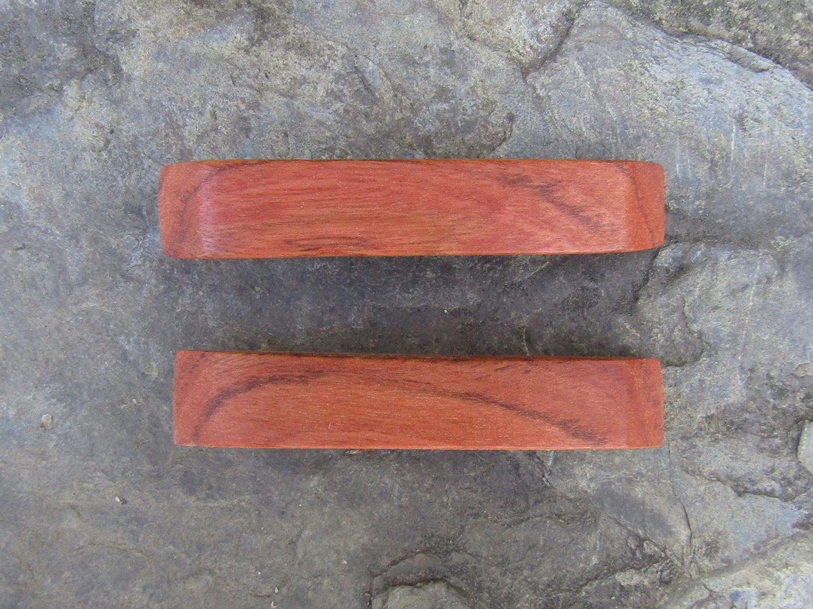 Set 2 Mini Barrettes Red Eucalyptus Wood Rectangular Hairpin | Etsy