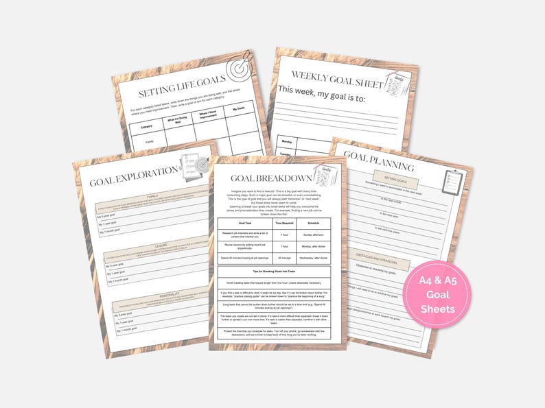 Goal Setting Bundle Printable, Planner Pack, Life Goals Tracker, Weekly ...