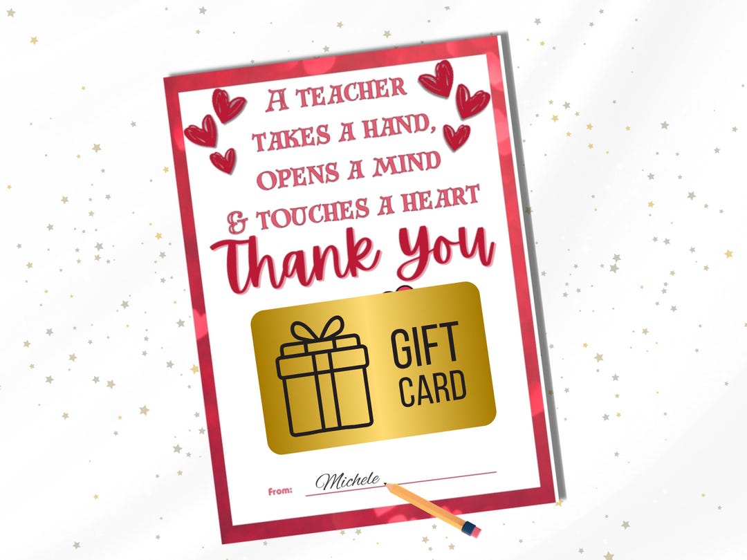 Teacher Appreciation Gift Card, Valentine's Gift Card Printable ...
