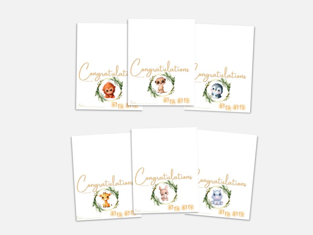 Adorable Baby Animal Congrats Card - Perfect for New Parents or Baby ...