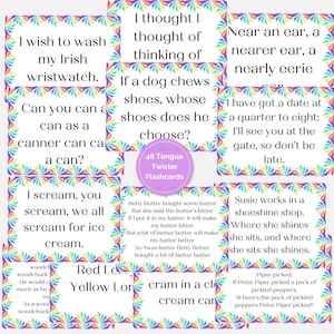 English Tongue Twisters Flash Cards, Fun Speech Practice, Improve ...