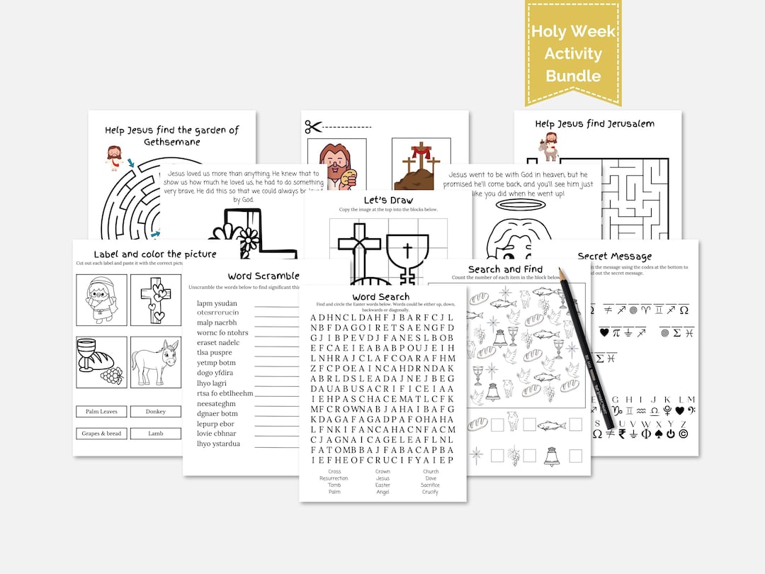 Christian Easter Activity Bundle, Bible Coloring Pages, Lent Activities ...