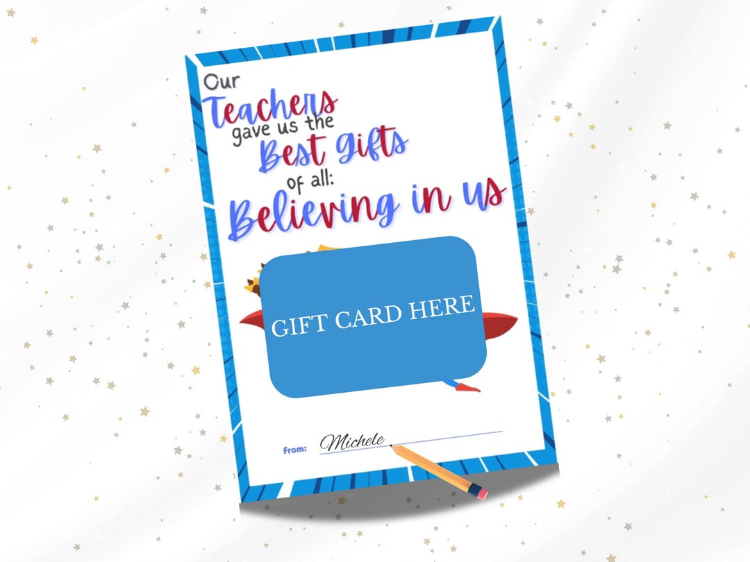 Teacher Appreciation Gift Card, Superhero Gift Card Printable, Teacher ...