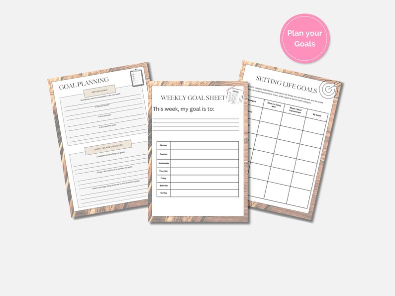 Goal Setting Bundle Printable, Planner Pack, Life Goals Tracker, Weekly ...