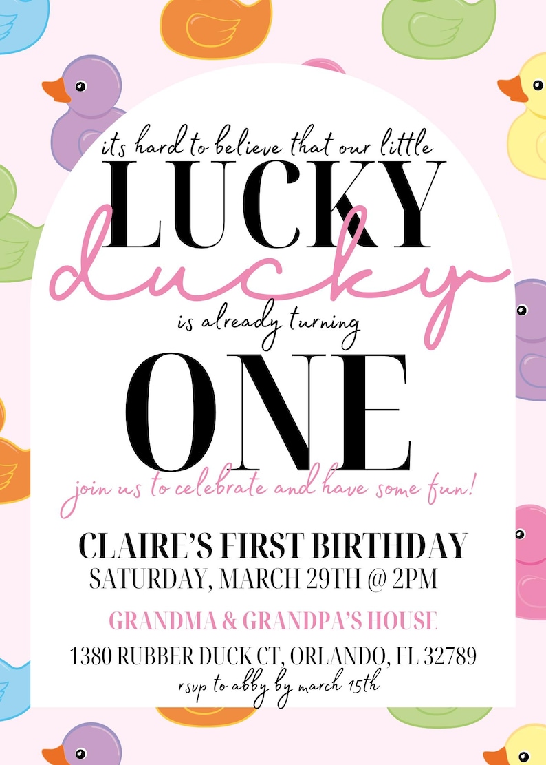 Rubber Ducky Birthday Invitation: Colorful Duck Theme - Etsy