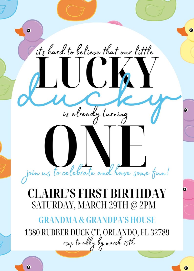 Rubber Ducky Birthday Invitation: Colorful Duck Theme - Etsy