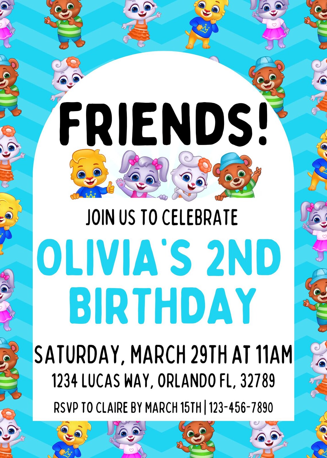 Lucas and Friends Birthday Invitation: Custom Party Invite - Etsy