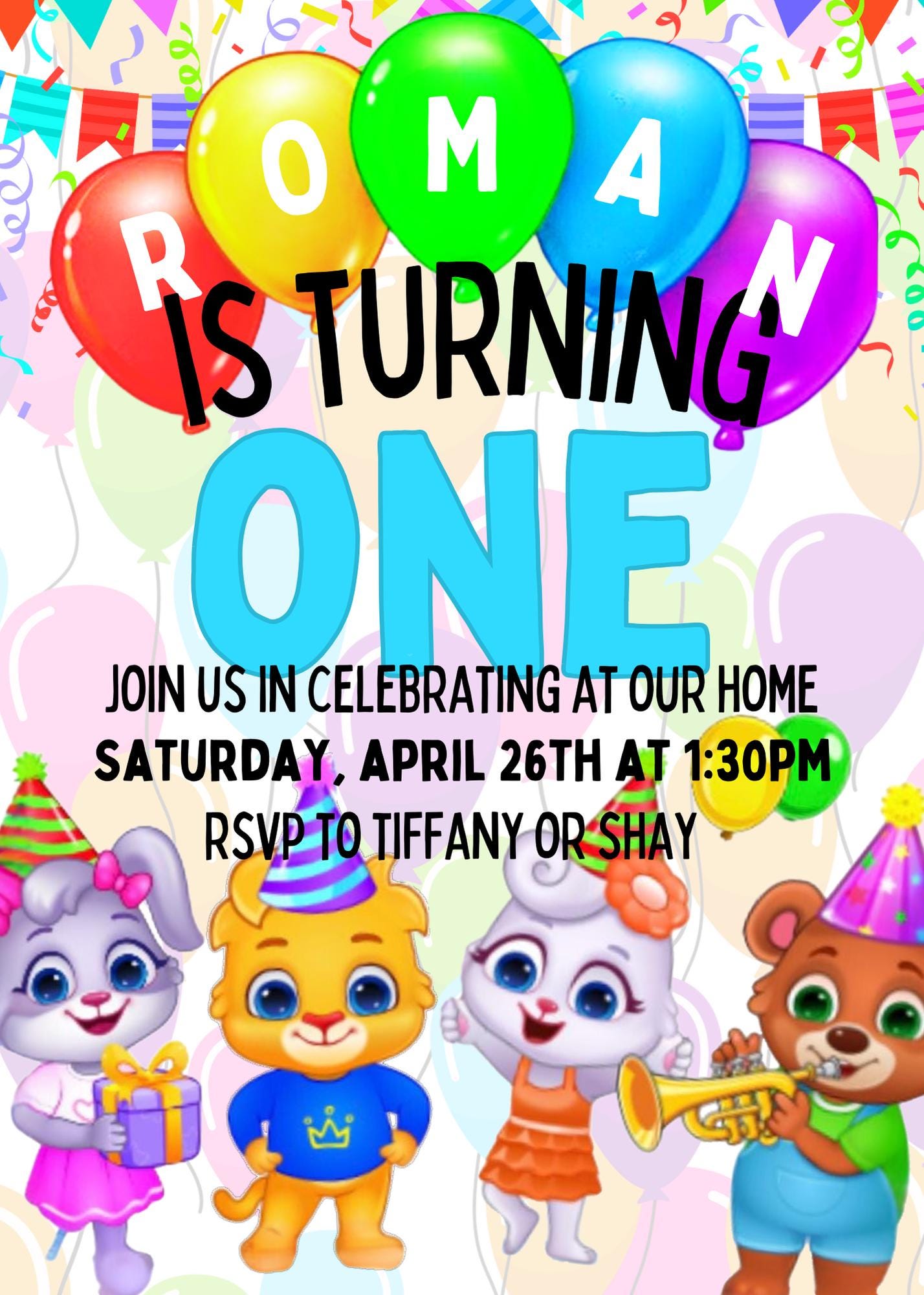 Lucas and Friends Custom Invitation 5 Letter Name Lucas and Friends ...