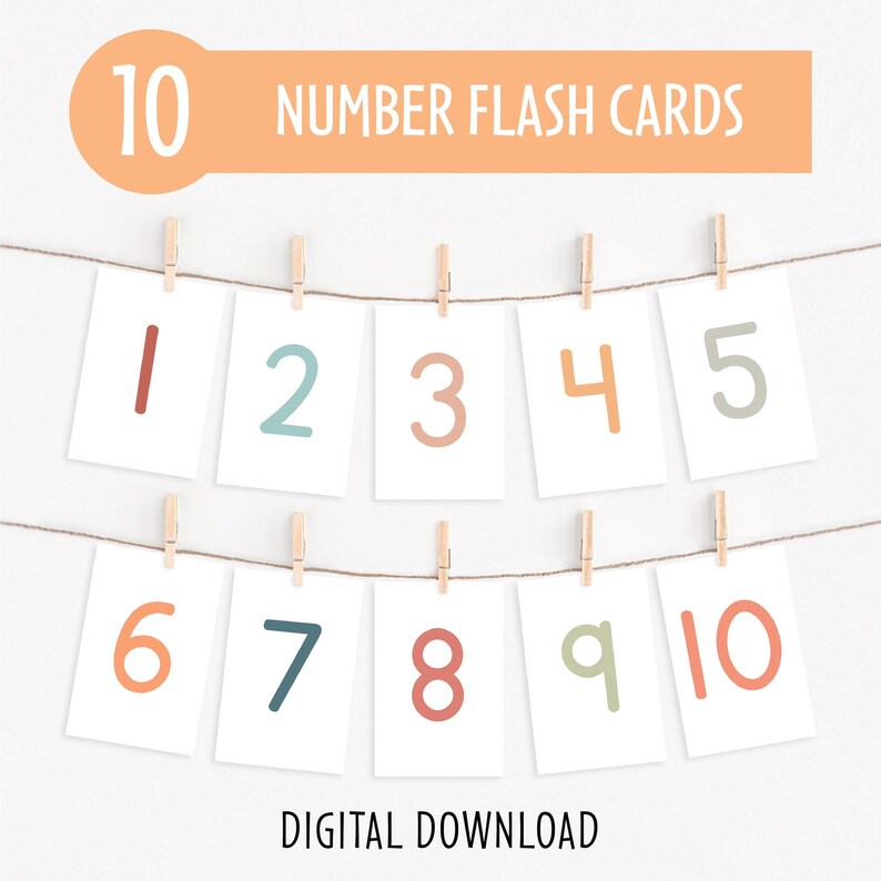 Montessori Preschool Math | Printable Number Flash Cards | Educational ...