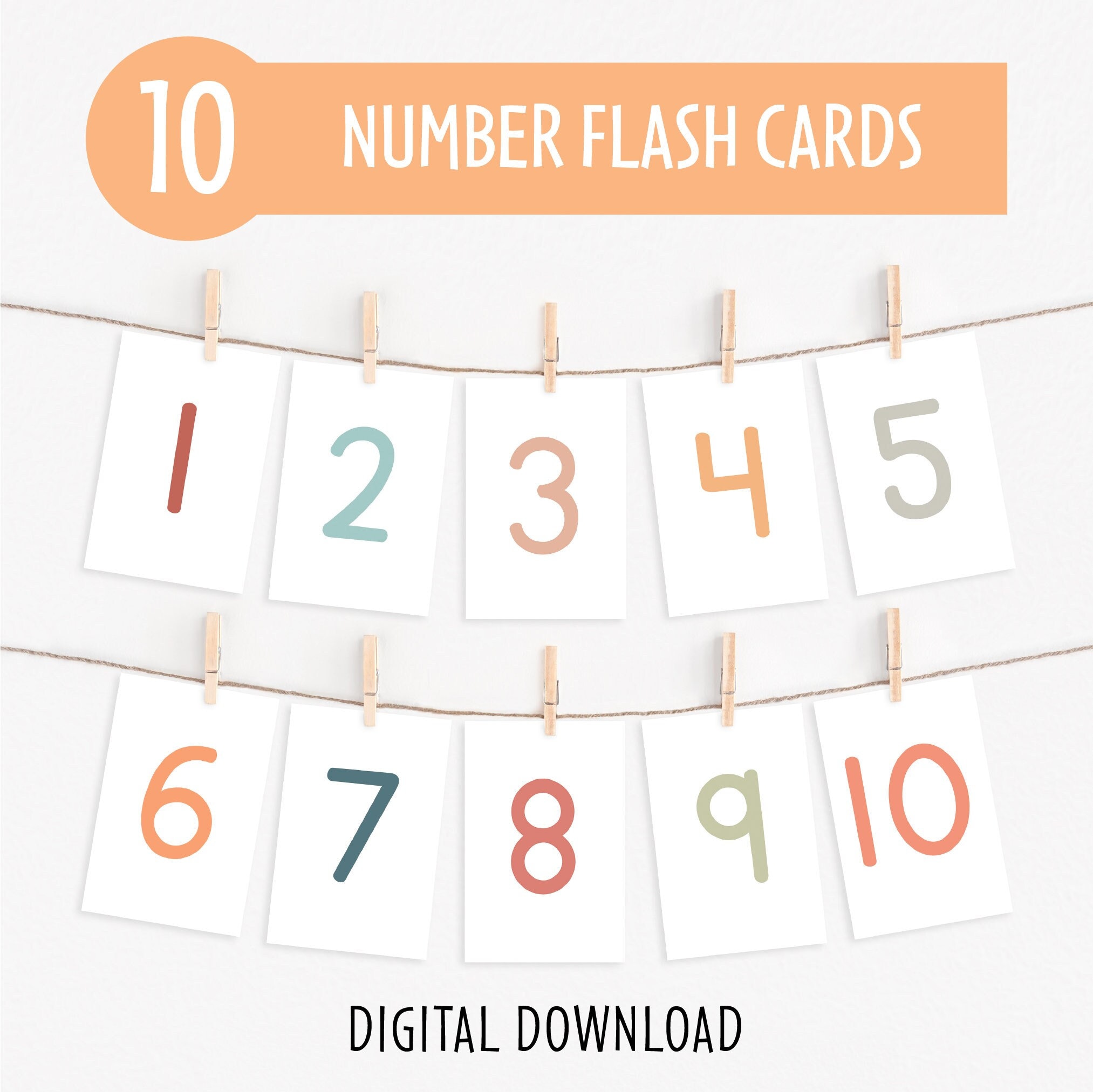 Montessori Preschool Math | Printable Number Flash Cards | Educational ...