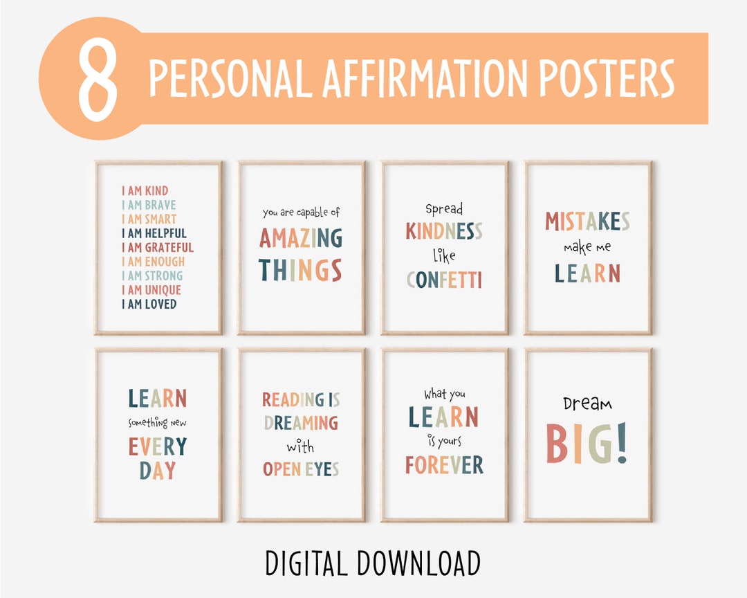 Printable Wall Art | Complete Set of 8 Personal Affirmation Posters ...