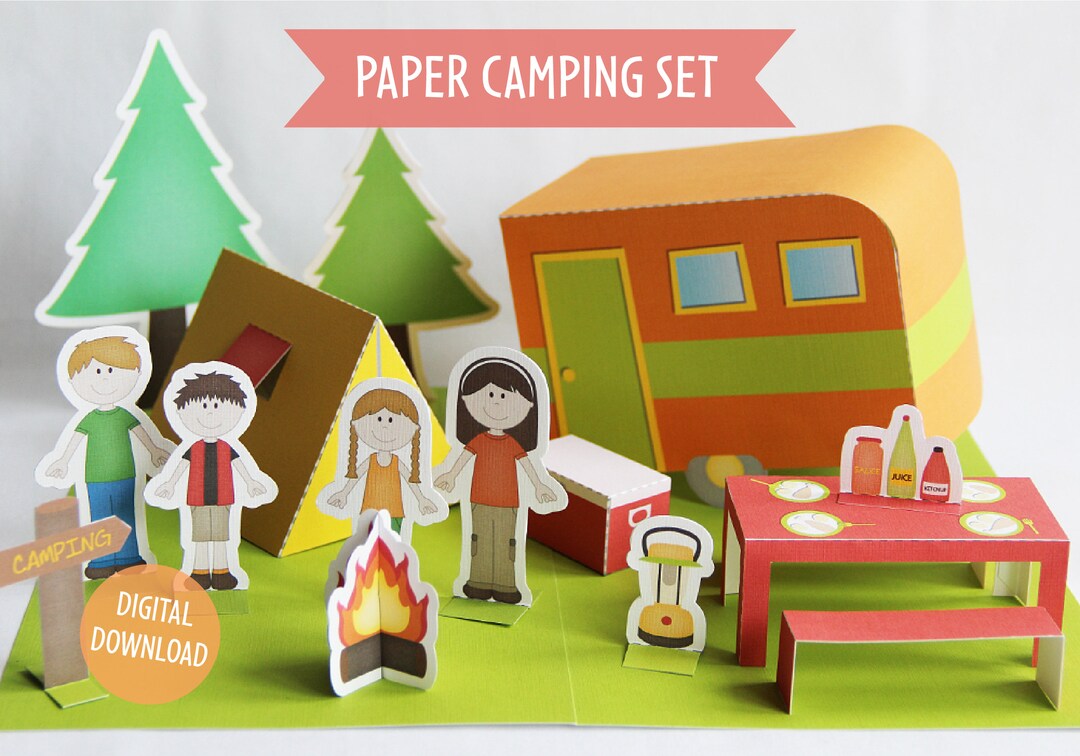 Craft Kits for Kids | Paper Camping Set | Digital Download | Gifts for ...