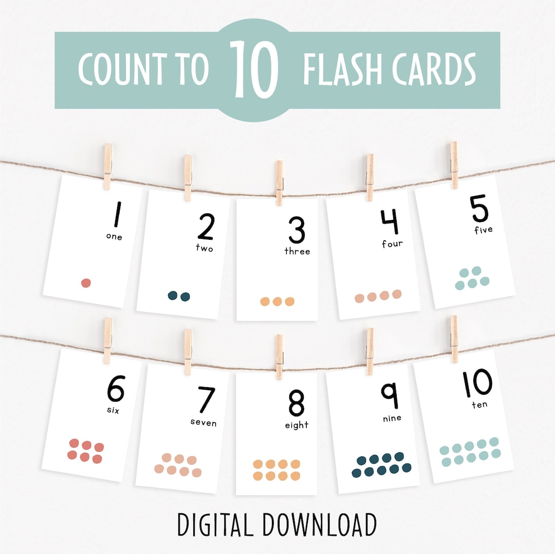 Montessori Preschool Math | Printable Count to 10 Flash Cards ...