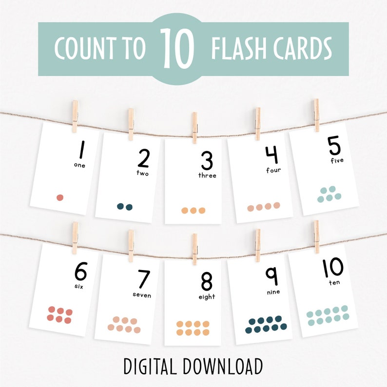 Montessori Preschool Math | Printable Count to 10 Flash Cards ...