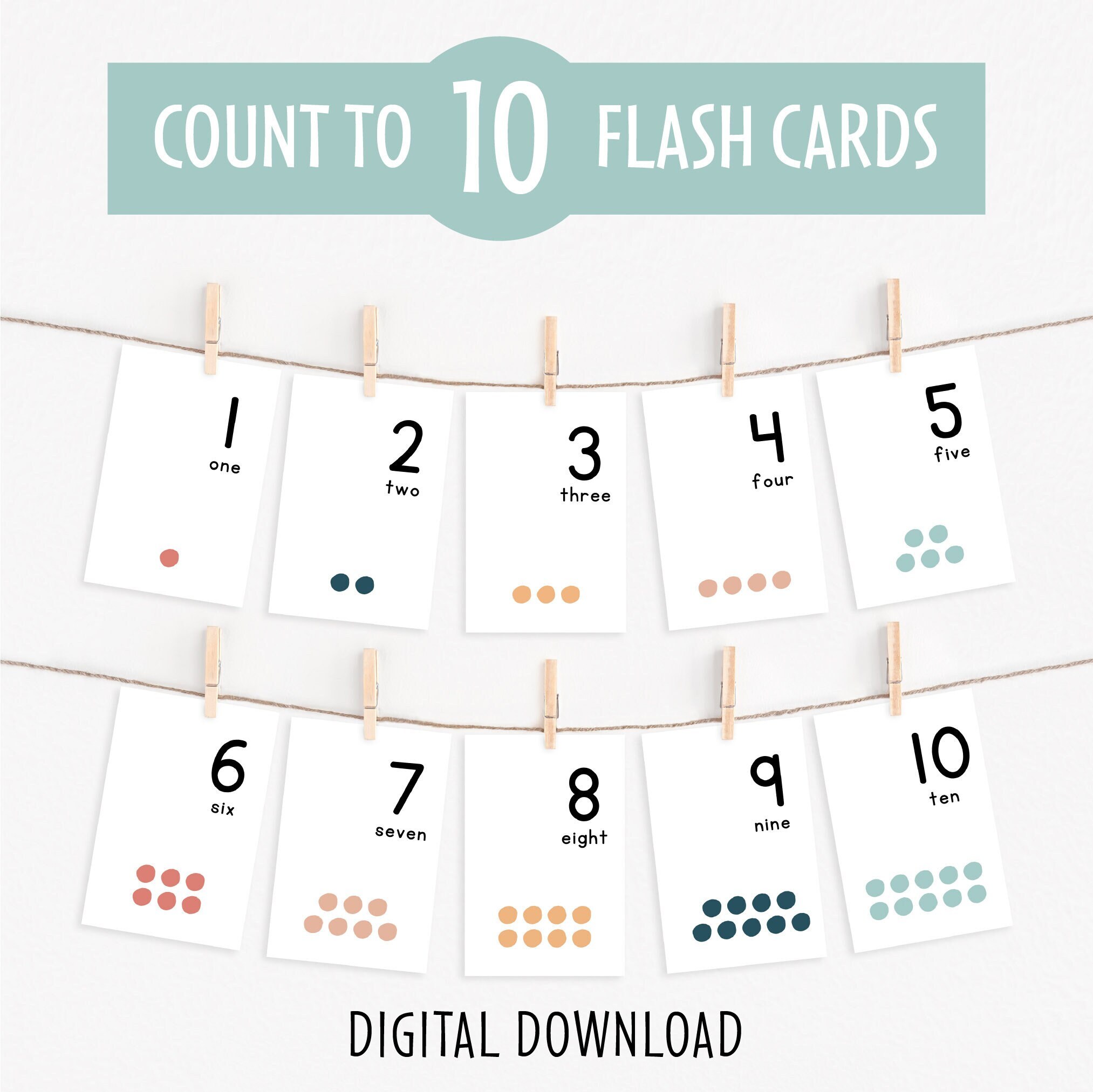 Montessori Preschool Math Printable Count to 10 Flash Cards Educational ...