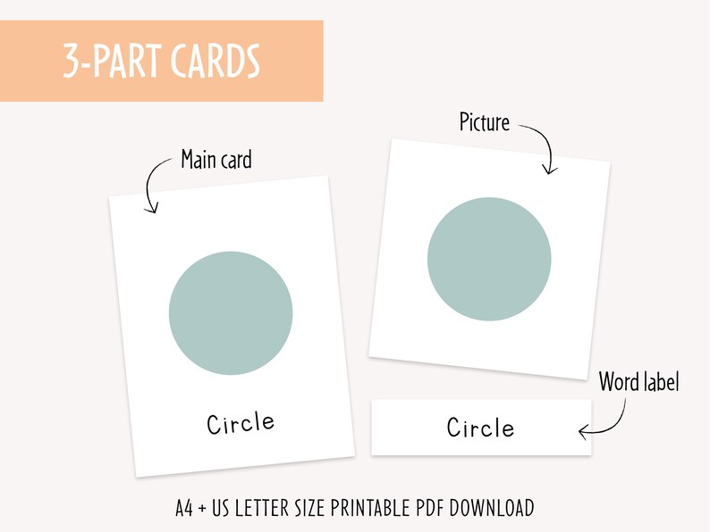 Montessori Shape Flashcards | Set of 12 Printable Geometric Shape Flash ...