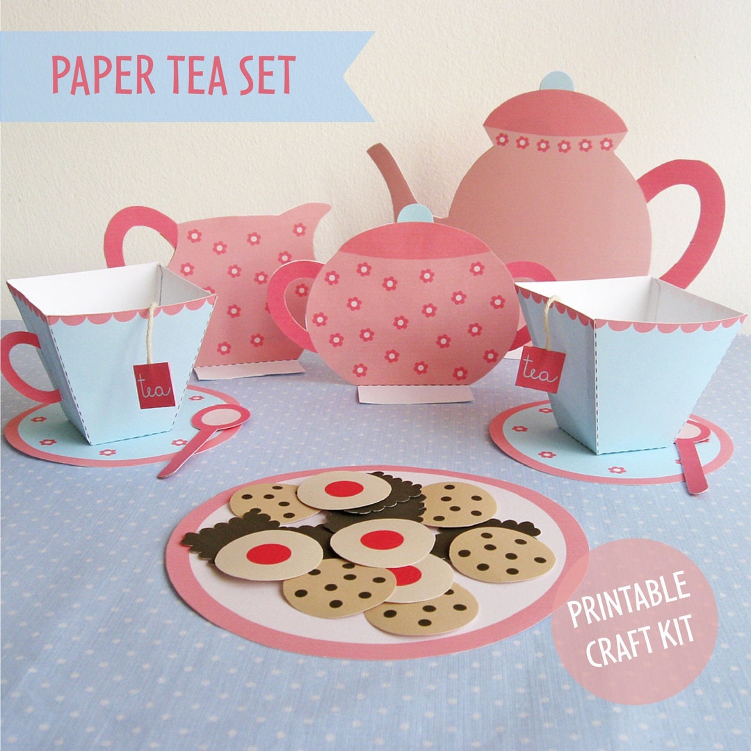Craft Kits for Kids | Paper Tea Set | Digital Download | Gifts for Kids ...