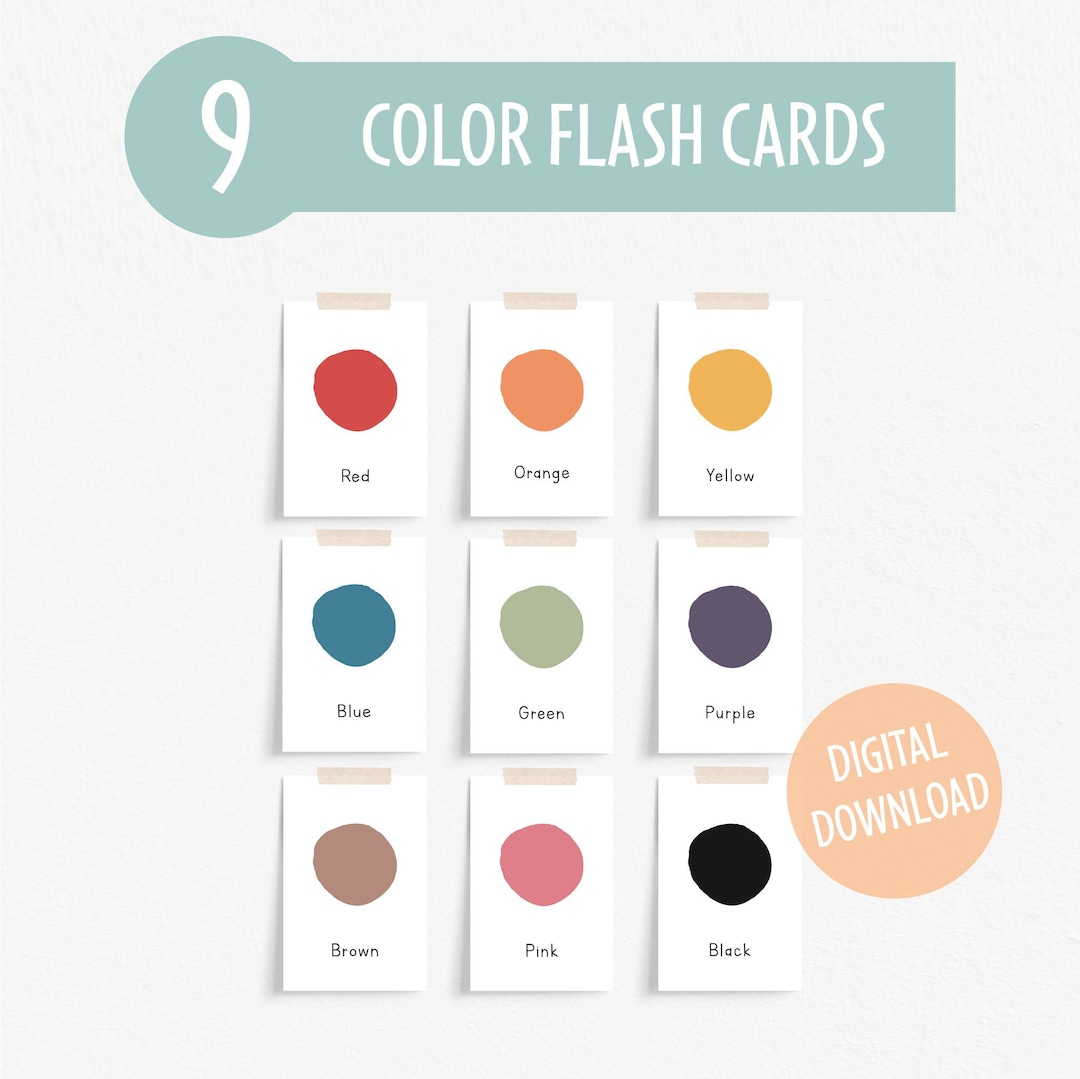 Montessori Color Flashcards | Set of 9 Printable Color Flash Cards ...