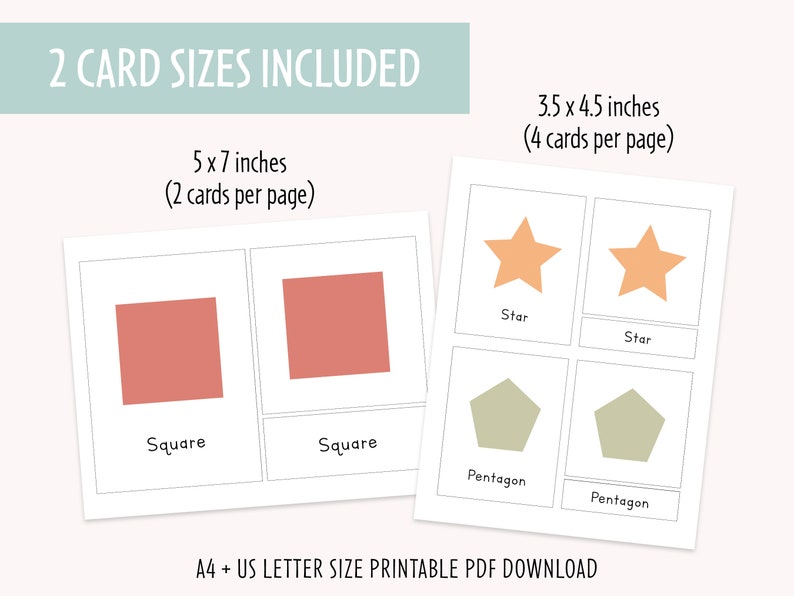 Montessori Shape Flashcards | Set of 12 Printable Geometric Shape Flash ...