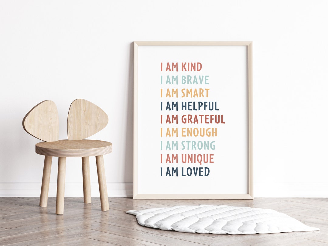 Printable Wall Art | I Am Kind Affirmation Poster | Nursery Quote ...