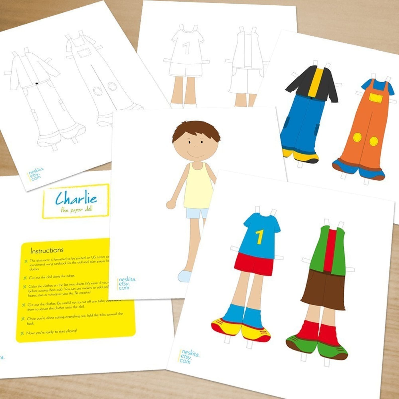 Printable Doll - Charlie - PDF Paper Craft - Etsy