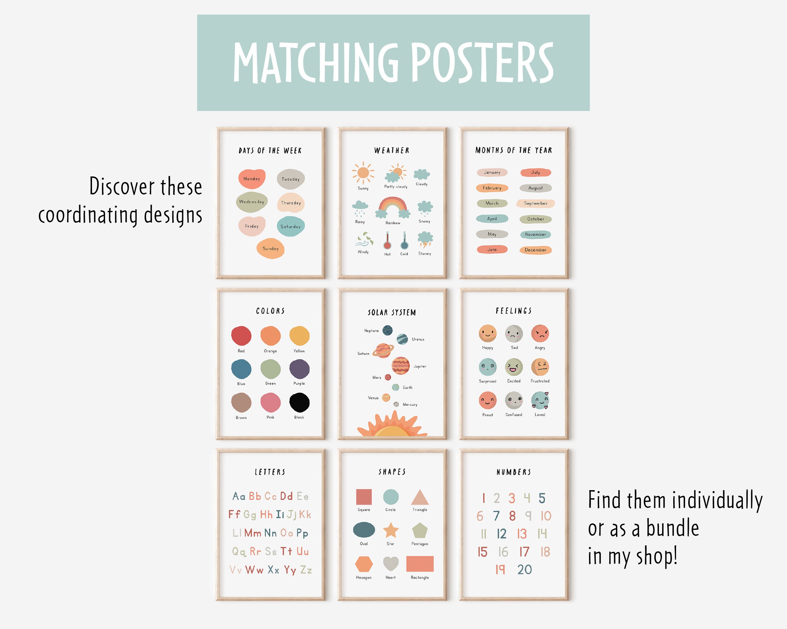 Playroom Wall Art Printable Months of the Year Poster Classroom Decor ...