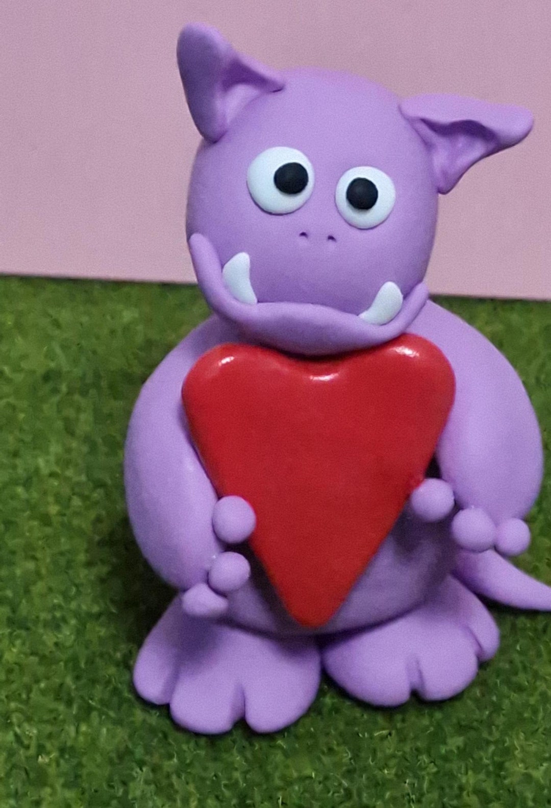 Monster With Heart Polymer Clay Desk Buddy Valentines - Etsy