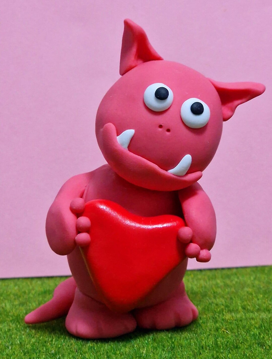 Monster With Heart Polymer Clay Desk Buddy Valentines - Etsy