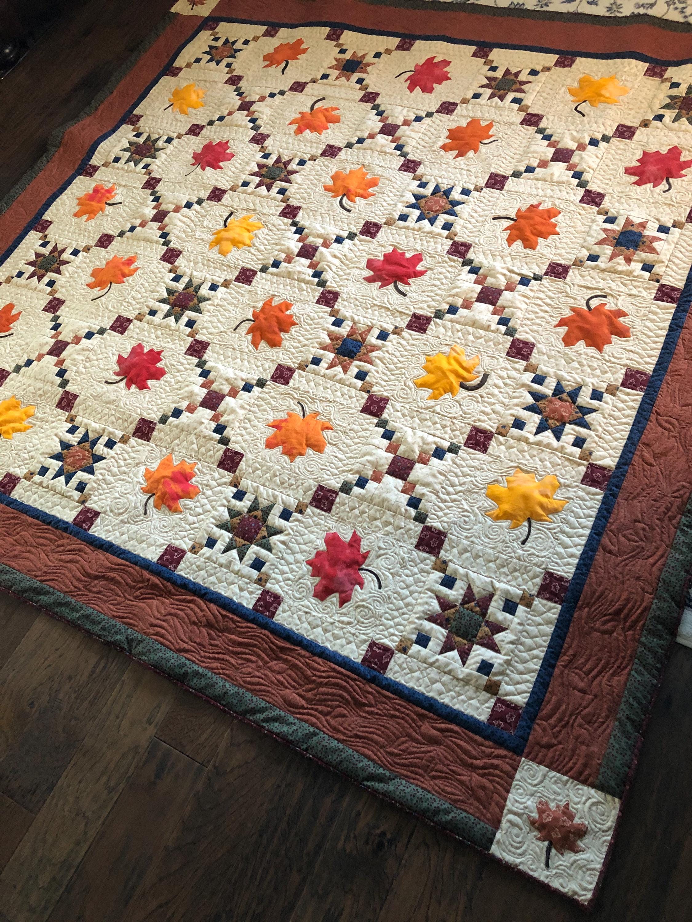 Autumn Queen Size Quilt Pattern: Pieced, Appliqued, Irish Chain (SVG ...