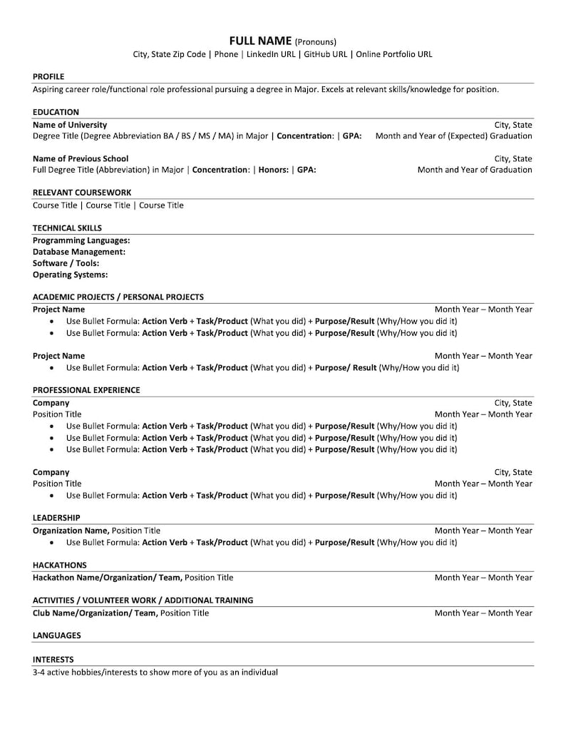 Resume Templates Pack for Entry Level: IT, Marketing, Software, Design ...
